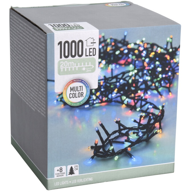 Instalatie cluster, 1000 LED-uri, 2000 cm, lumina multicolora, 8 ...