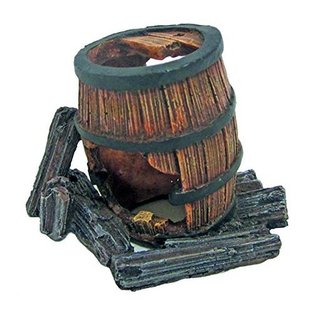 Decor pentru acvariu butoi de lemn gaurit L - eMAG.ro