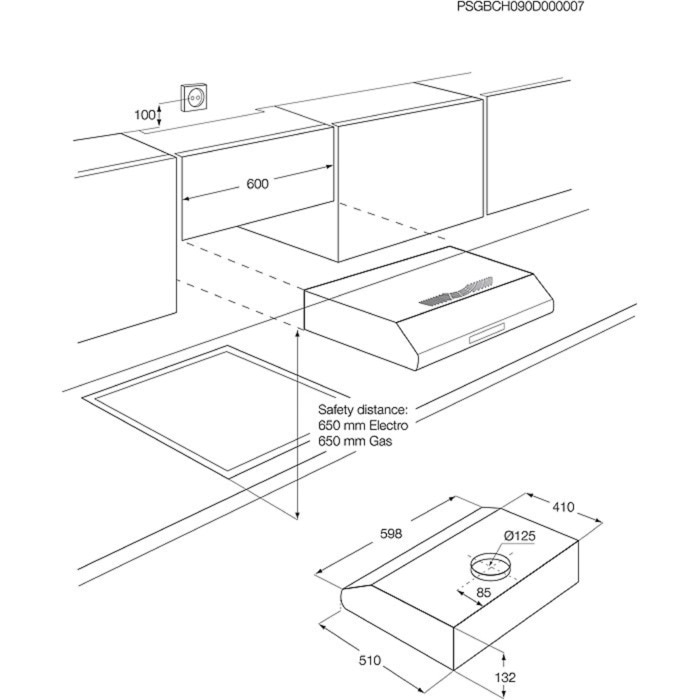 Electrolux EFU216S Hagyományos páraelszívó, légszállítás 291 m³/h, 1 ...