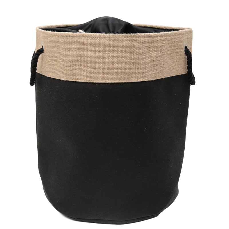 Cos textil rufe baie rotund RAKI OROPOL 40xH50cm negru - eMAG.ro