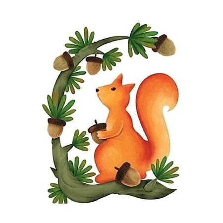 Sticker pentru geam, veverita si ghinde, 20 x 27 cm - eMAG.ro
