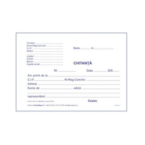 Set de 10 Carnete de Chitantiere, Format A6, 3 Exemplare, 50 Seturi ...