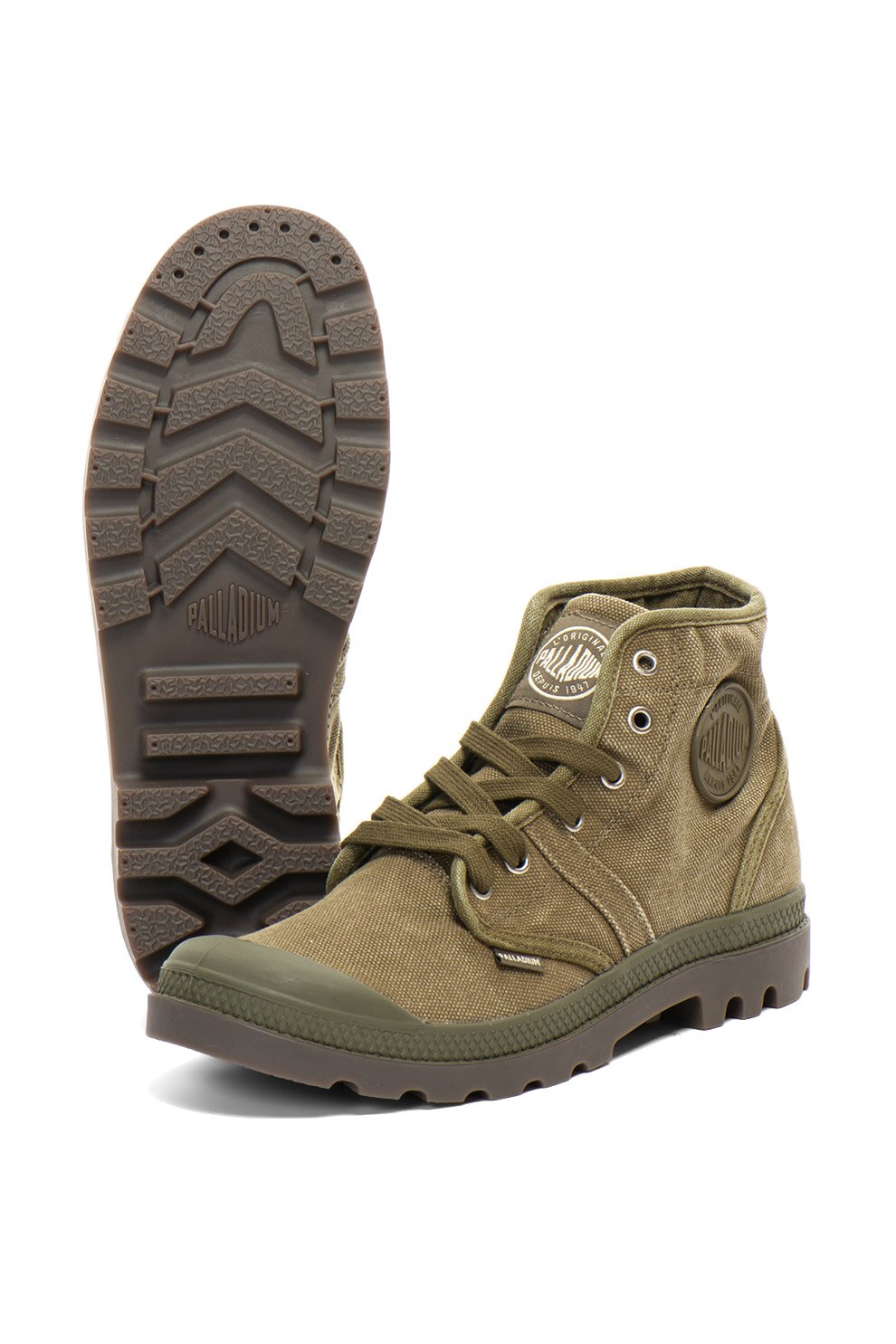 Palladium, Pantofi sport mid-high Pallabrouse, Kaki, 43 - eMAG.ro