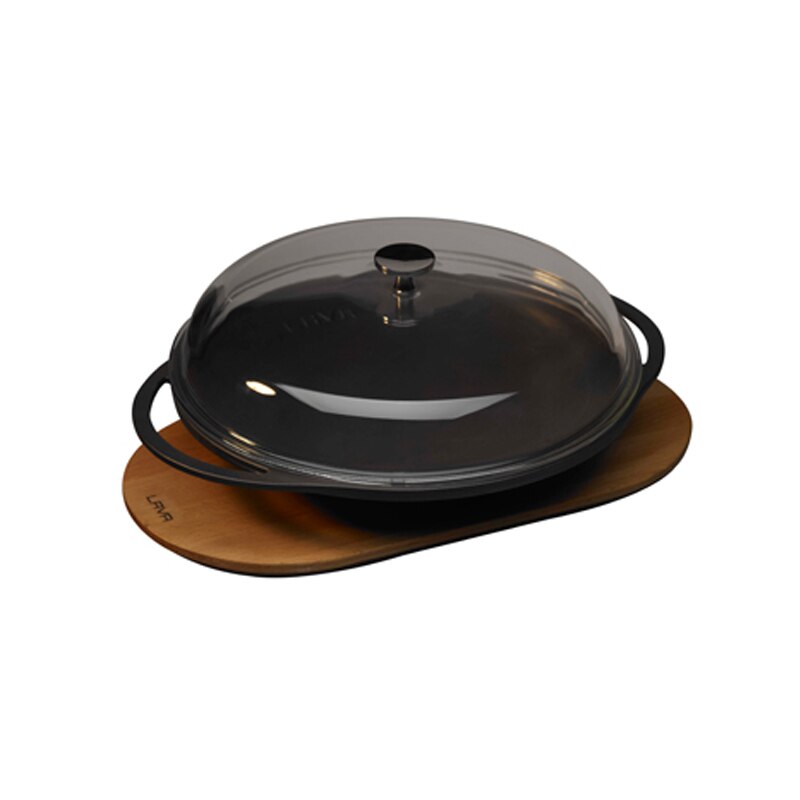 Wok turcesc, fonta, 20 cm, cu suport lemn - LAVA - eMAG.ro