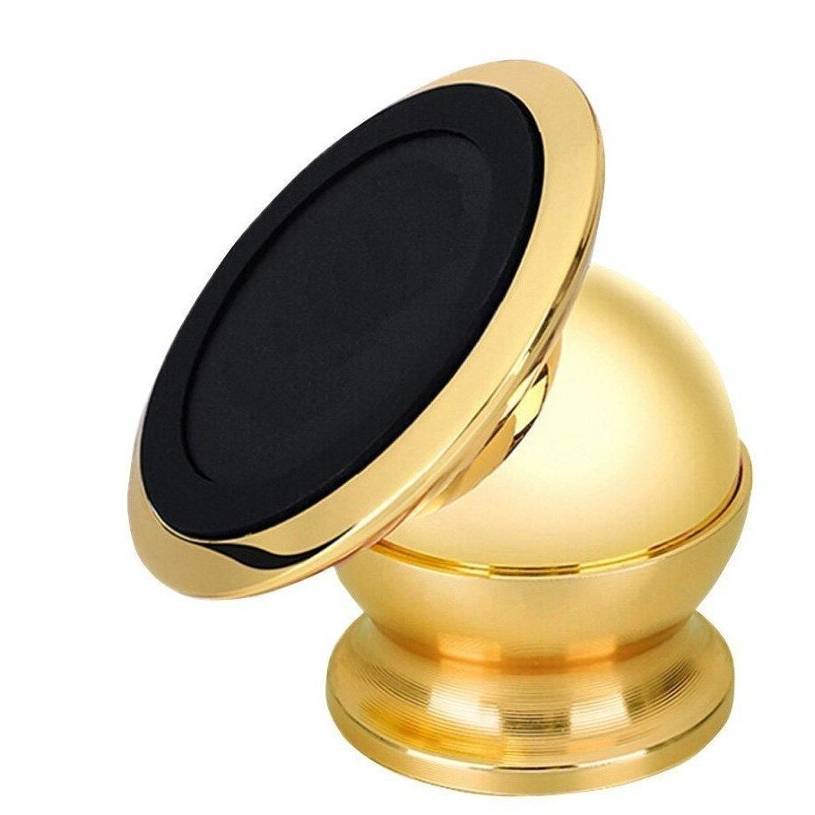 Suport auto pentru telefon magnetic rotativ 360 grade metal auriu - eMAG.ro