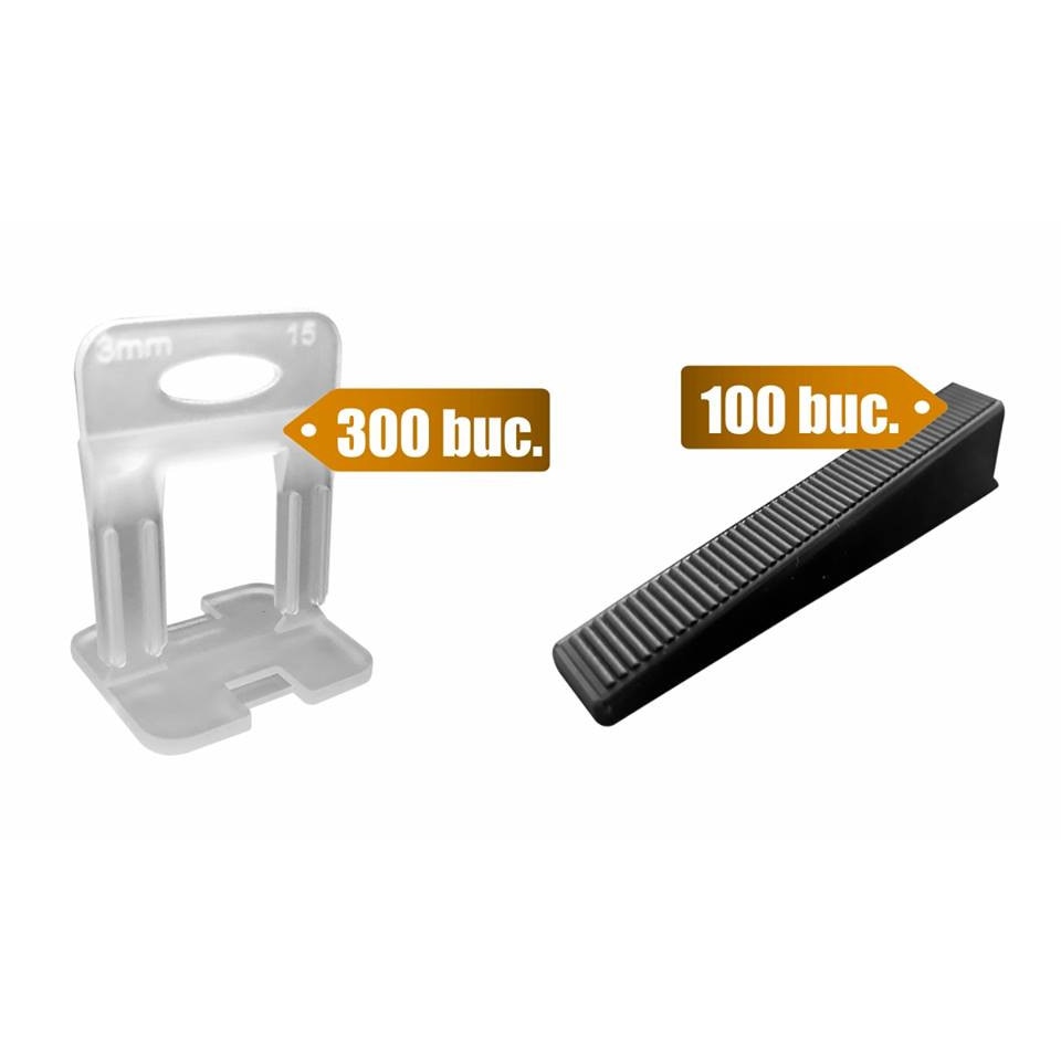 Set ECO 1.5 mm (300+100)-300 clipsuri nivelare gresie si 100 pene gama ...