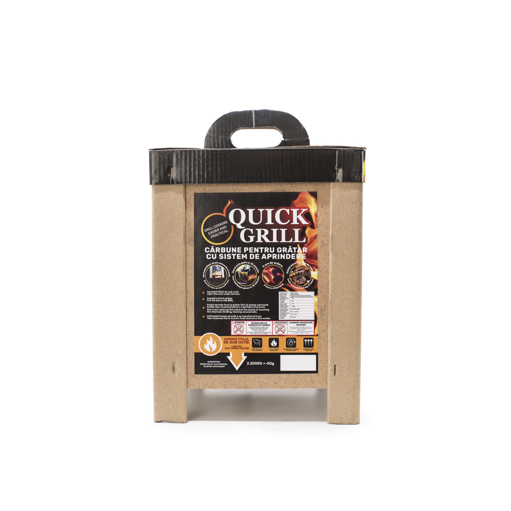 Carbune Gratar Premium cu sistem de aprindere, Quick Grill, 2.2KG - eMAG.ro