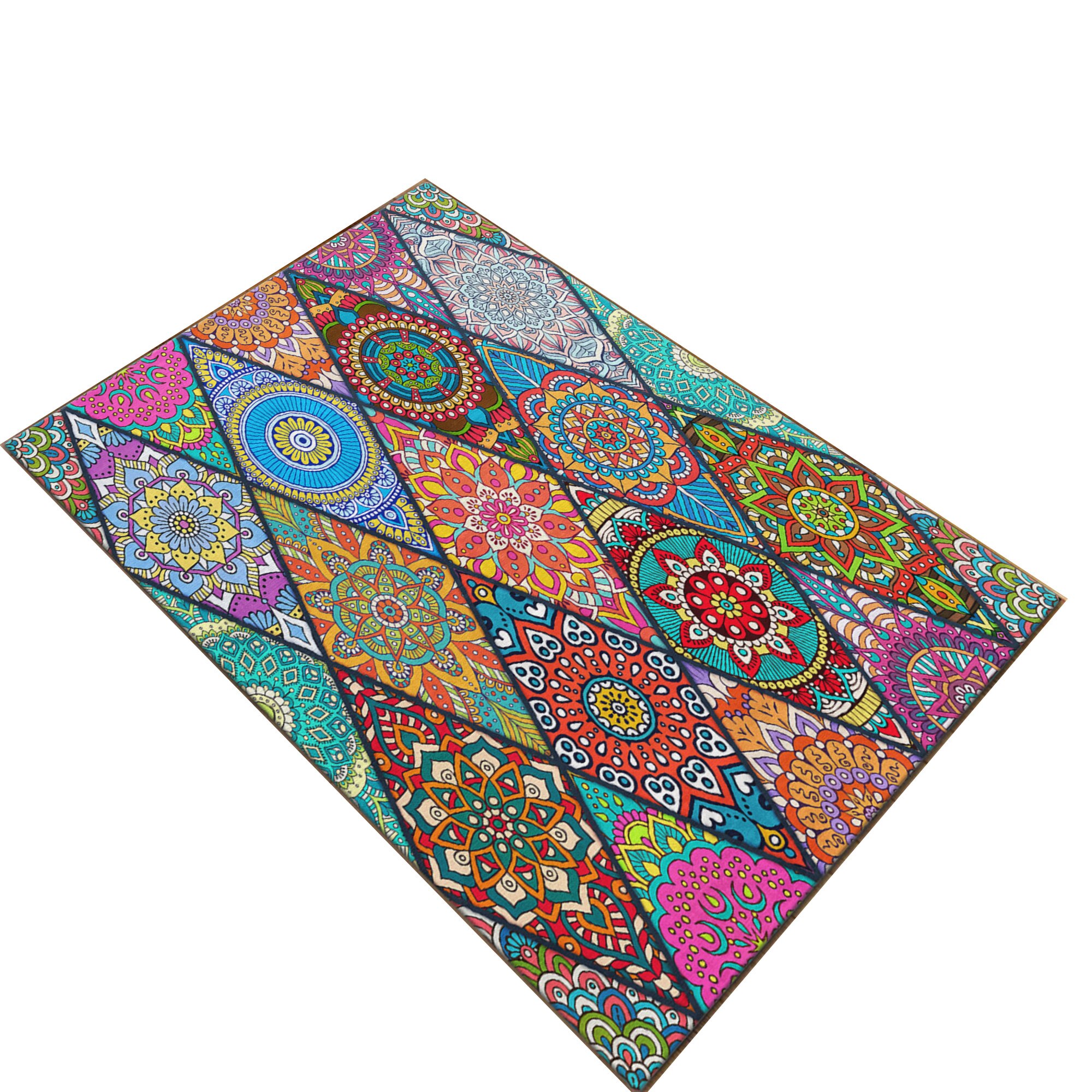 Covor 3d Print Color Model Romb, 140 x 220 cm Catifelat - eMAG.ro