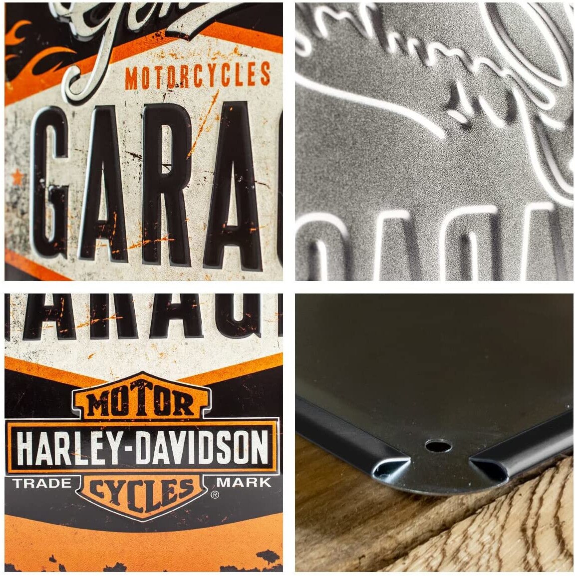 Tablou metalic - Harley - Davidson Garage - 15x20 cm - eMAG.ro
