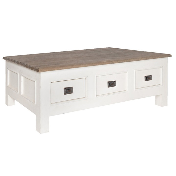 Masa joasa living, dim. 140 x 85 x 45H, cu 6 sertare, culoare ALB - cod ...