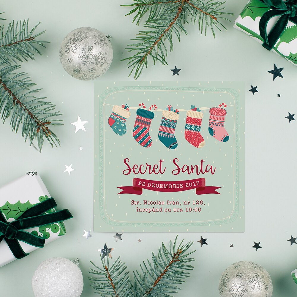 Invitatie petrecere de Craciun, Secret Gift, Zizula Cards, Multicolor ...