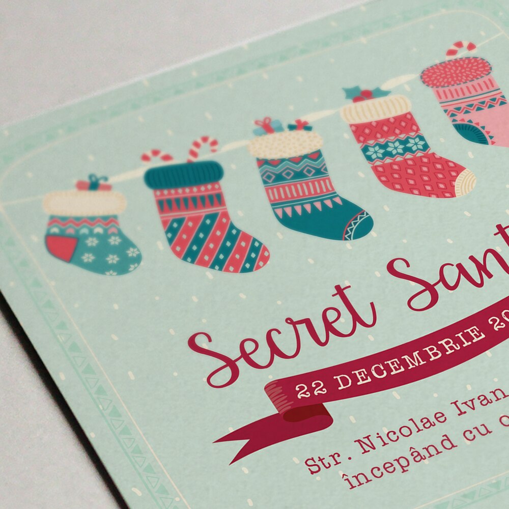 Invitatie petrecere de Craciun, Secret Gift, Zizula Cards, Multicolor ...