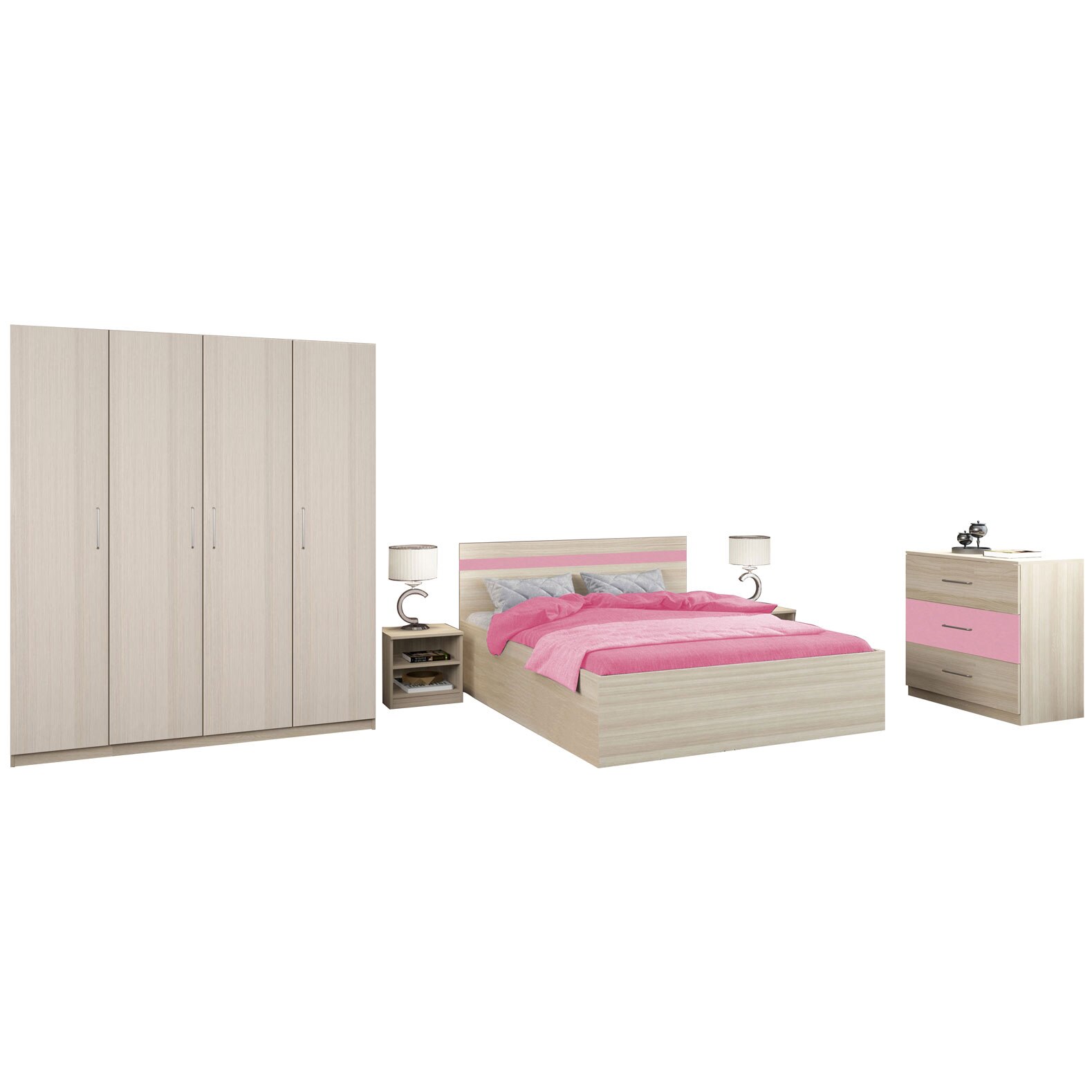 Dormitor Salonic 14 Stejar Ferrara si Roz - eMAG.ro