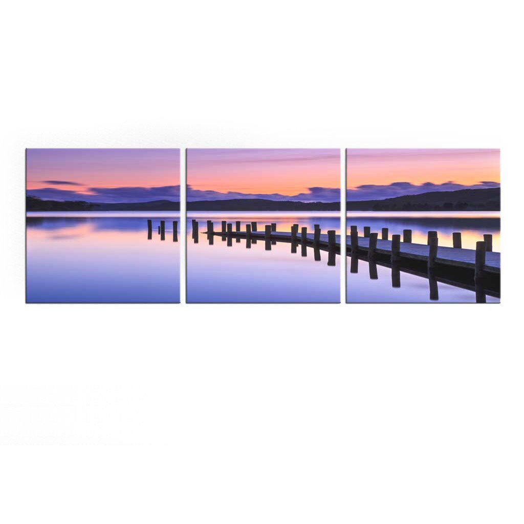 Set 3 Tablouri canvas, eTablouri, Pod la apus, 3 x 80x80cm - eMAG.ro