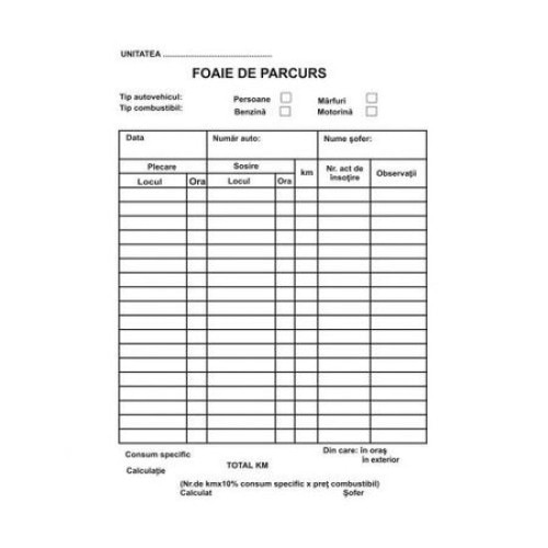 Foaie parcurs persoane/marfa format A5,100 File/Carnet - eMAG.ro