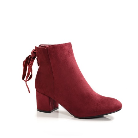 Botine Pogat visinii cu siret la spate, 36, Visiniu, Piele Ecologica ...