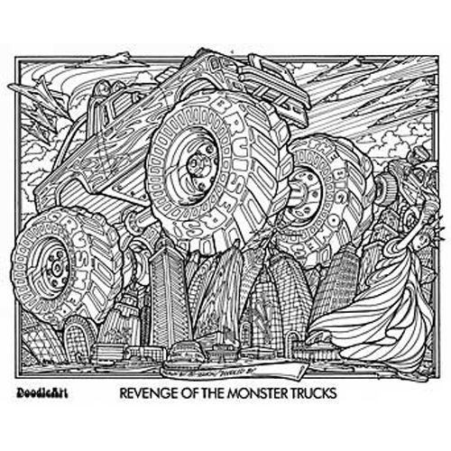 Doodle Art - Postere de Colorat - Monster Trucks, 4x4, The Race ...