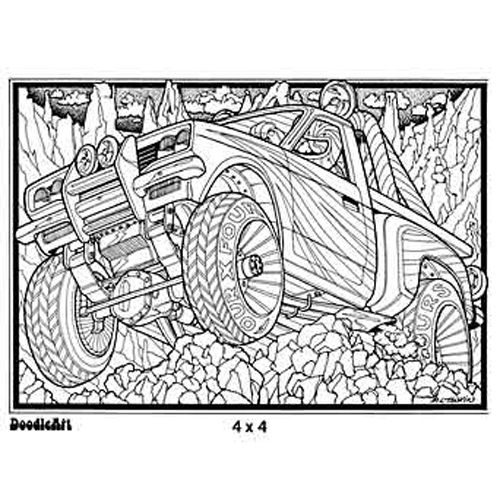 Doodle Art - Postere de Colorat - Monster Trucks, 4x4, The Race ...