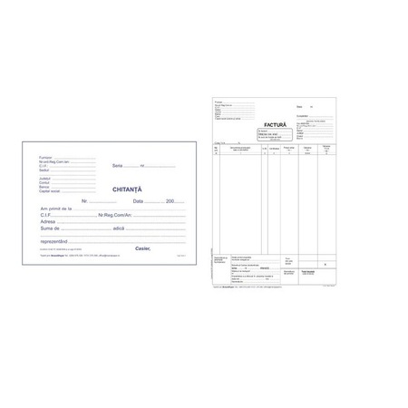 Set 5 Facturi A4/3ex si 5 Chitante A6/3ex, Facturi Autocopiative TVA ...