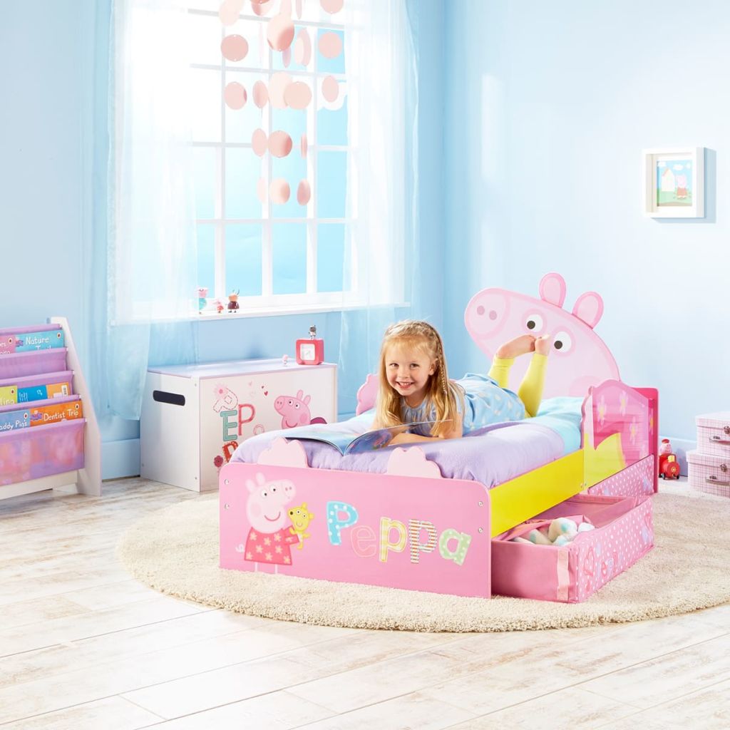 Pat de copii Peppa Pig, Lemn, Roz - eMAG.ro