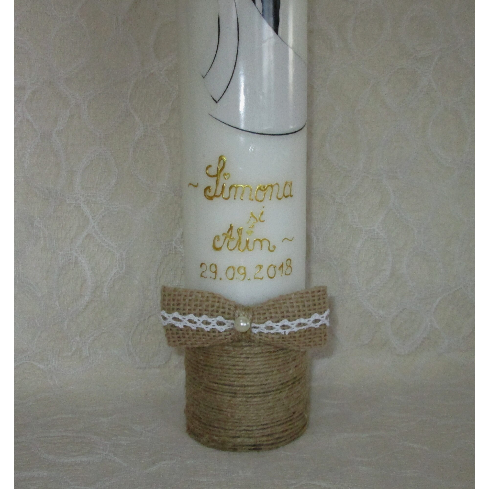 Lumanari Cununie set 2 bucati, model Rustic, Personalizate, diametru 7 ...