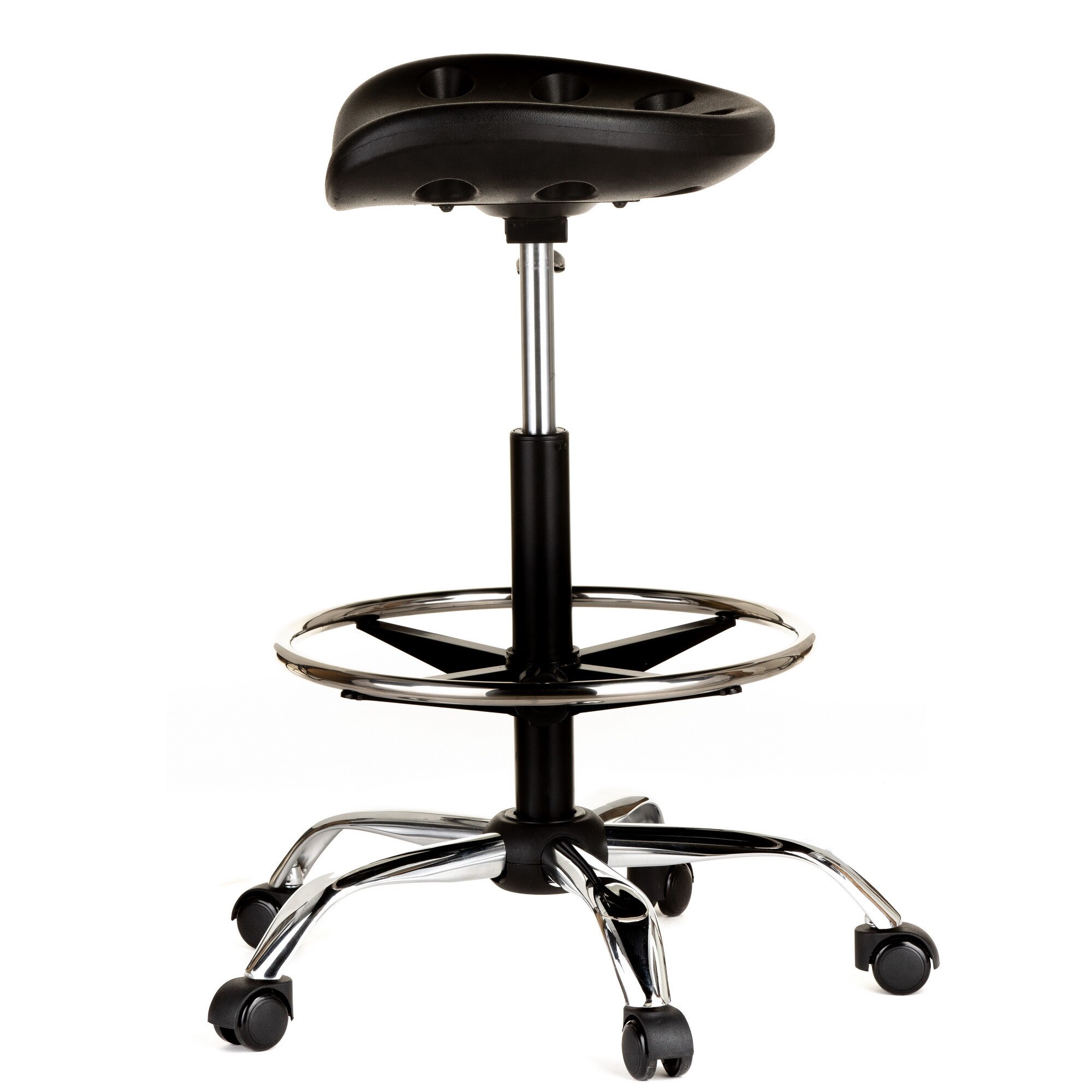 Scaun laborator QMOBILI 1290 EXT TAU CR Negru, suport picioare, sezut ...