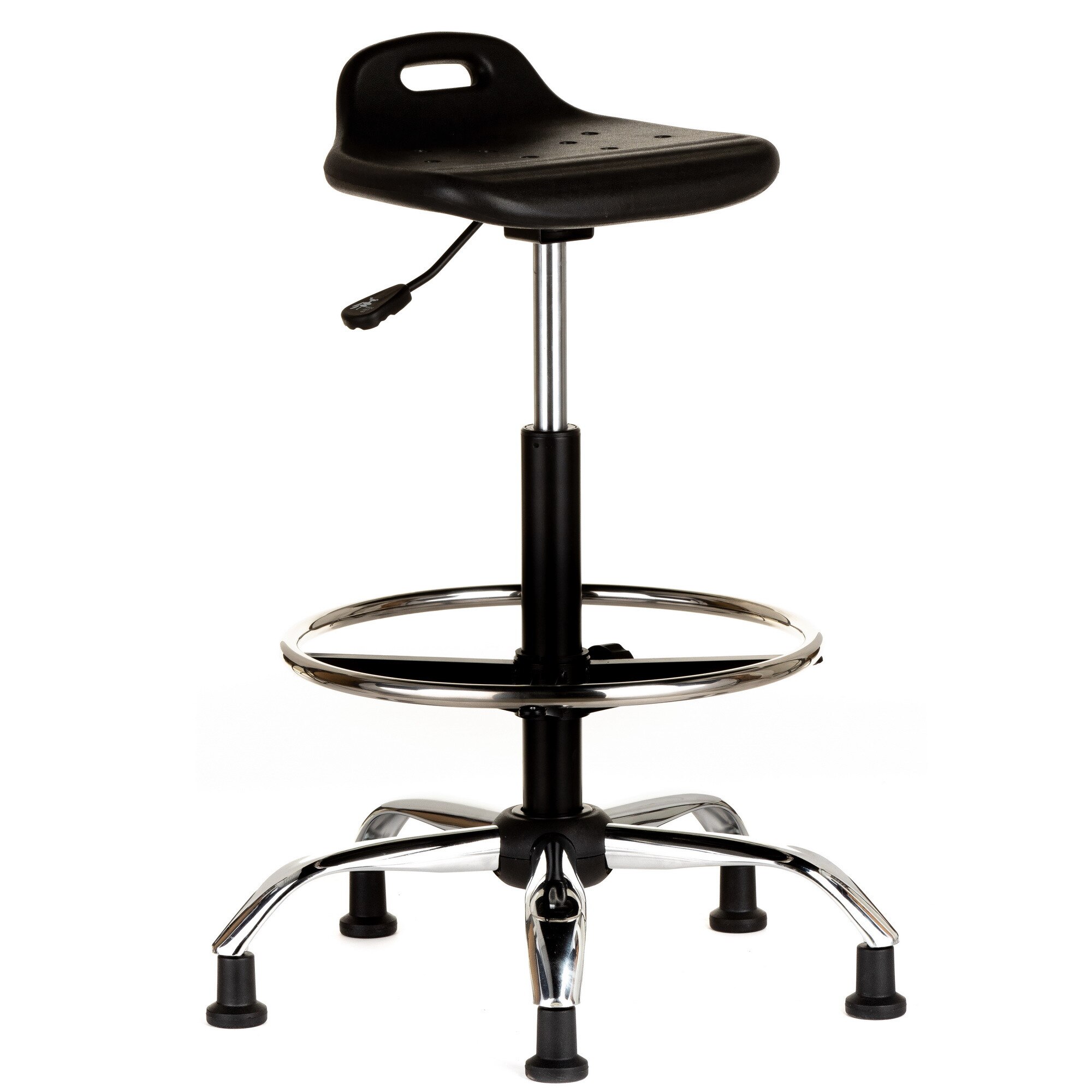 Scaun laborator QMOBILI 1290 EXT IOTA CR VE Negru, suport picioare ...