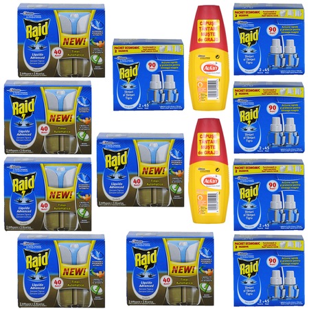 Pachet - 6 x Raid aparat eletric antitantari cu temporizator, 33ml + 10 ...