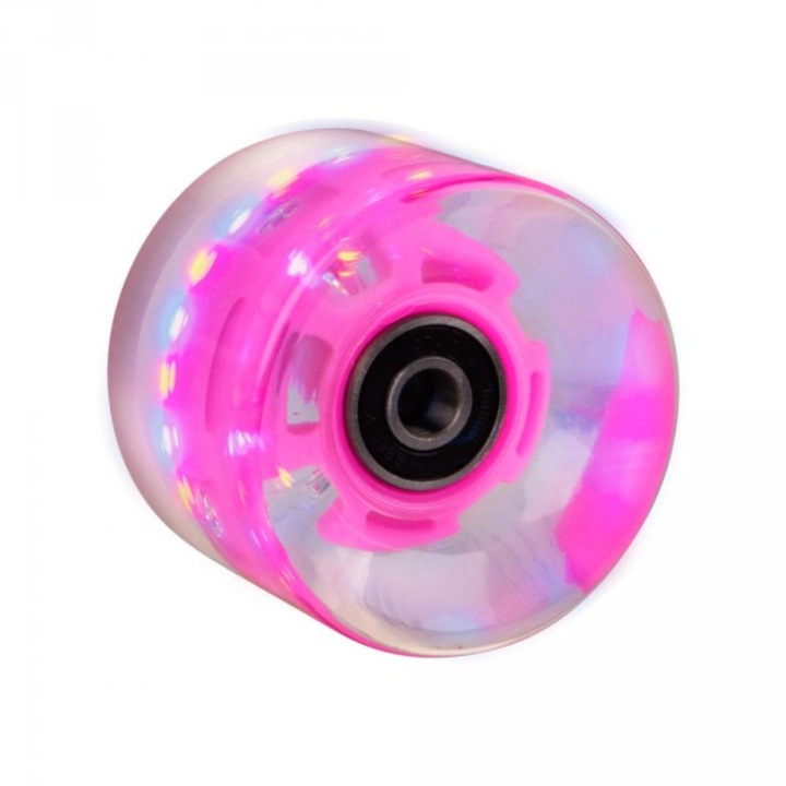 Roata iluminata pentru penny board 60x45 mm, Roz - eMAG.ro