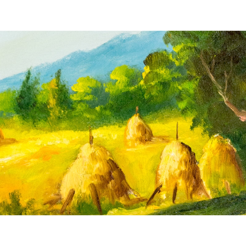 Tablou pictat manual - Peisaj cu capite de fan - pictura ulei pe panza ...