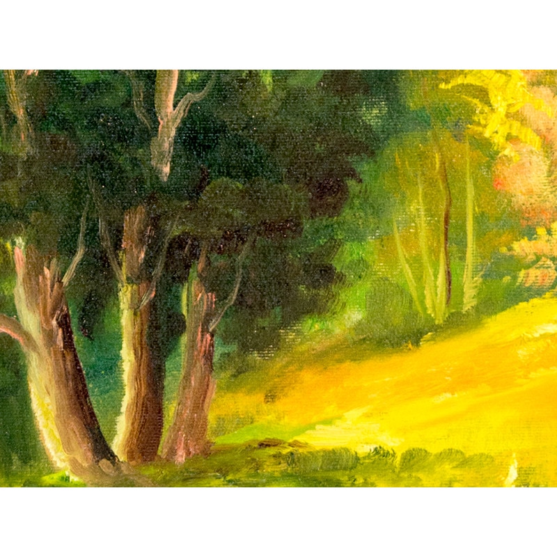 Tablou pictat manual - Peisaj cu capite de fan - pictura ulei pe panza ...