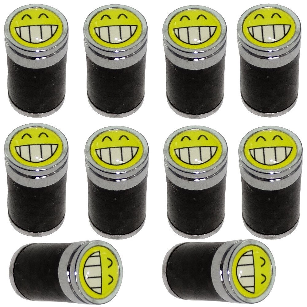 Set capace valva-ventil auto AERZETIX, emoticon fericit, carbon, 10 ...