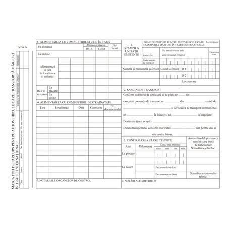 Foaie parcurs transport marfa international,format A4,fata verso - eMAG.ro