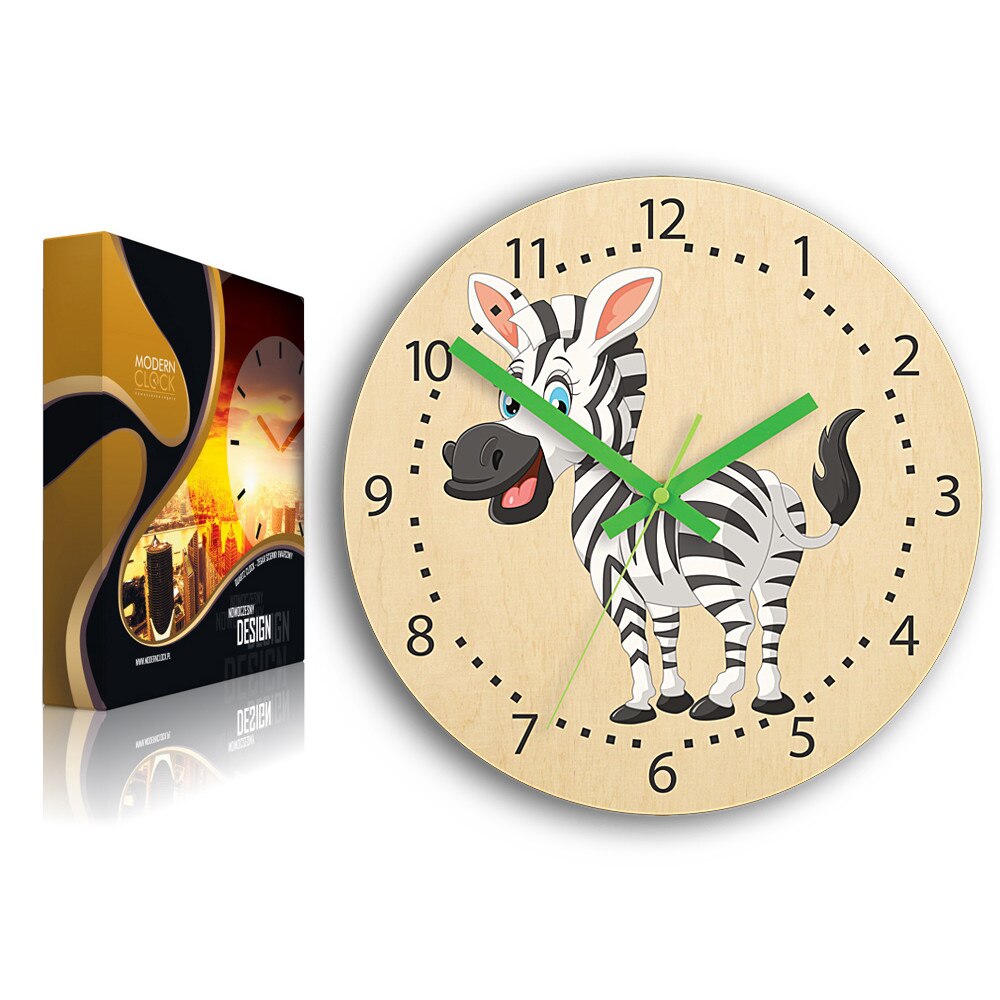 Ceas rotund de perete ModernClock, Zebra, 30 cm, Bej - eMAG.ro
