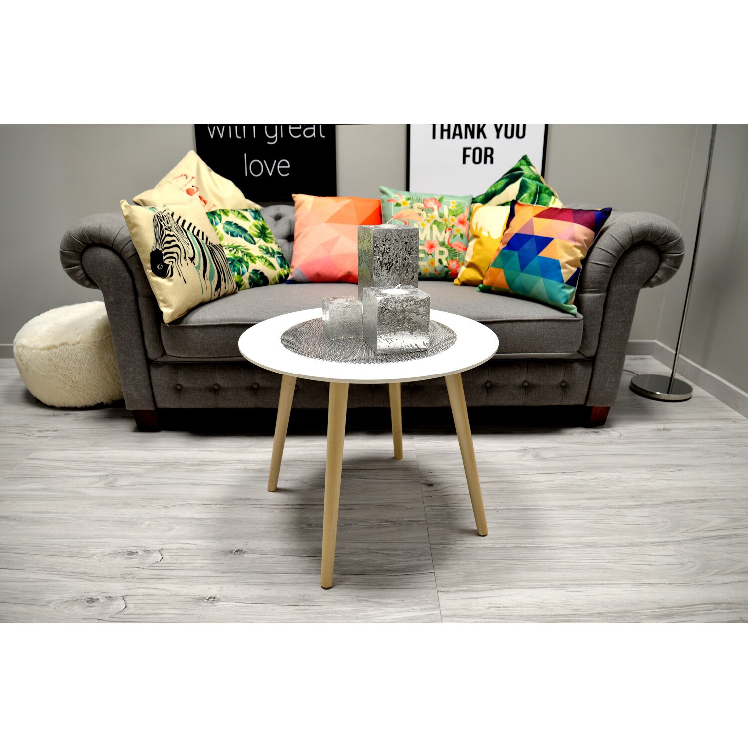 Masuta de cafea rotunda, EGO Retro, MDF, Alba - eMAG.ro