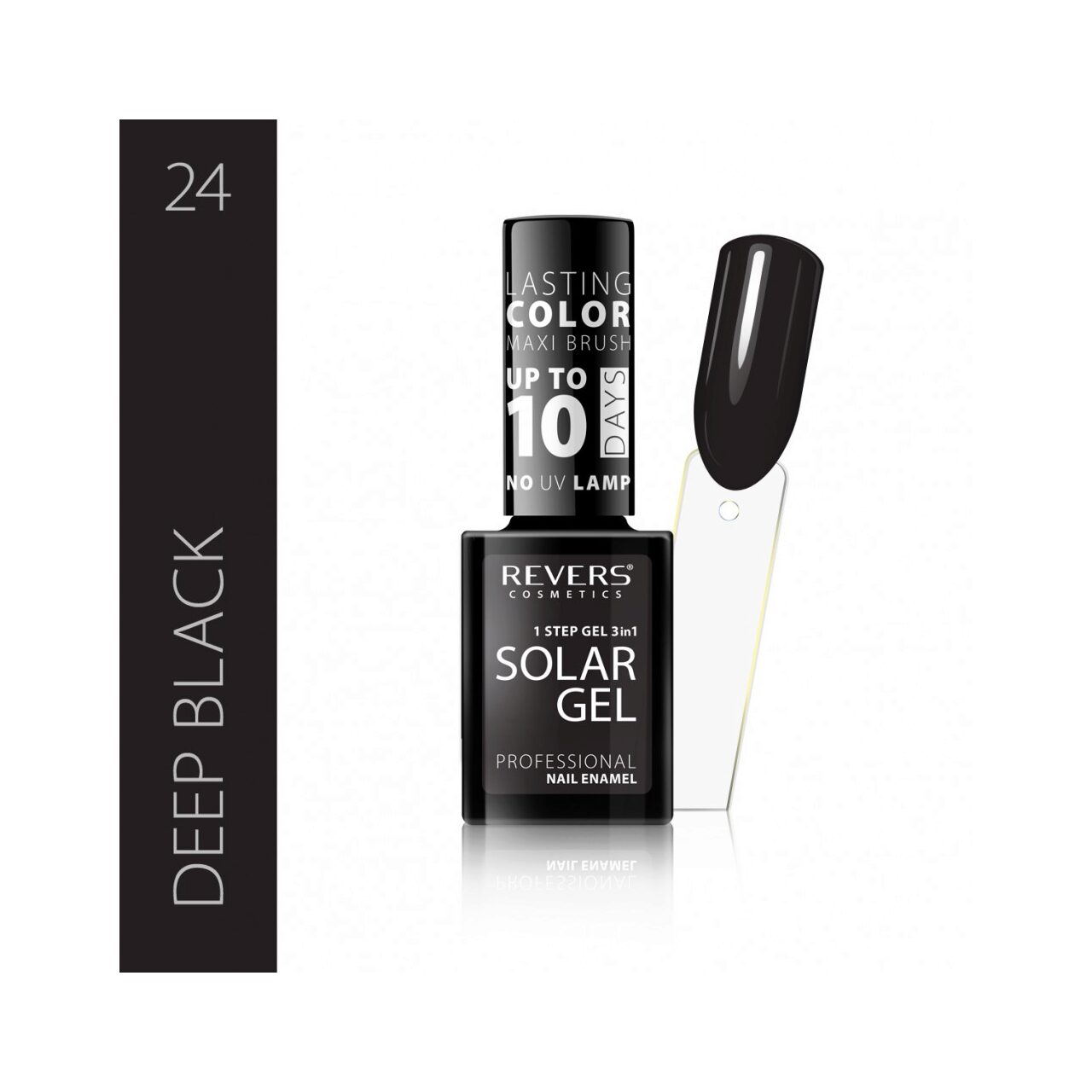 Lac de unghii Solar Gel, Revers, 12 ml, deep black, negru - eMAG.ro