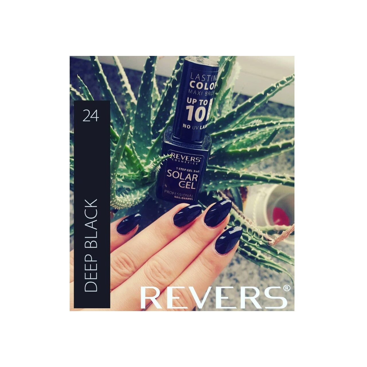 Lac de unghii Solar Gel, Revers, 12 ml, deep black, negru - eMAG.ro