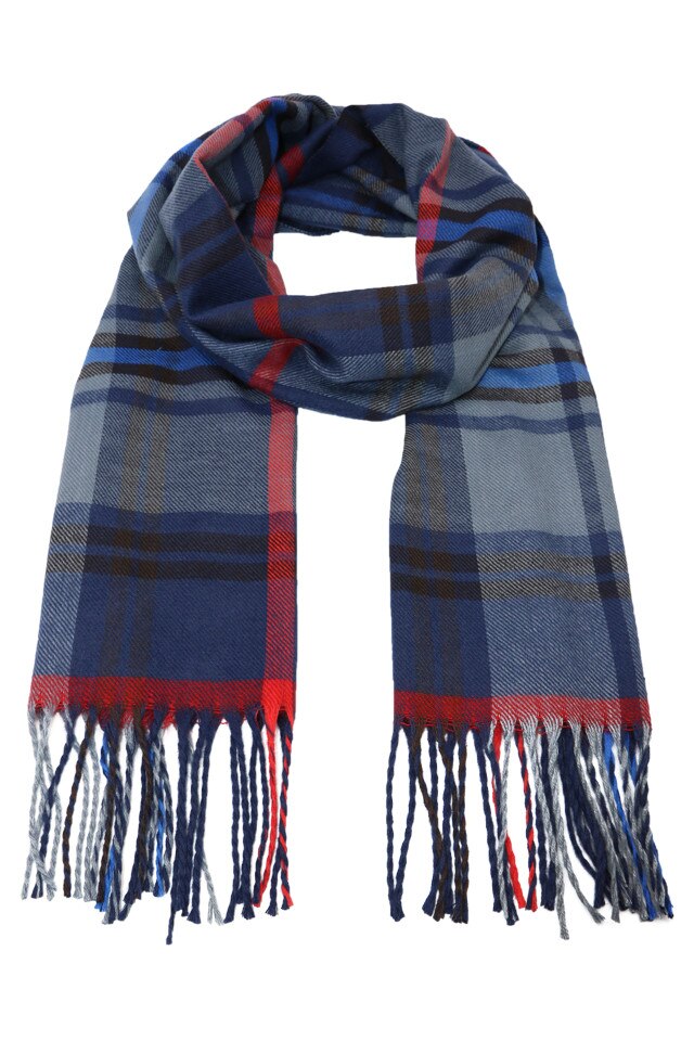 Fular in carouri tip madras, pentru perioada rece, cu franjuri ...