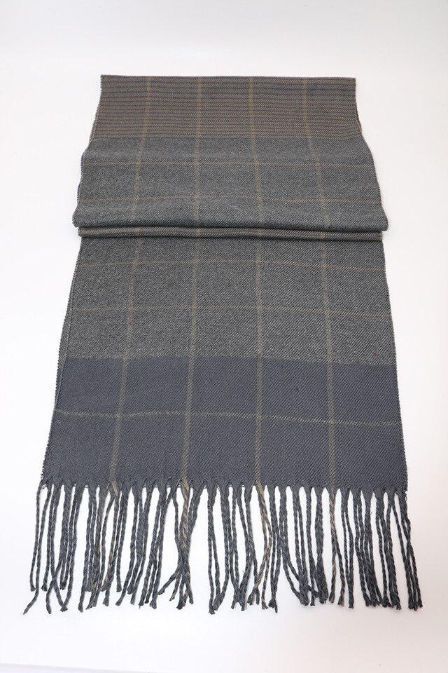 Fular pentru barbati, in carouri windowpane, sezon rece, cu franjuri ...