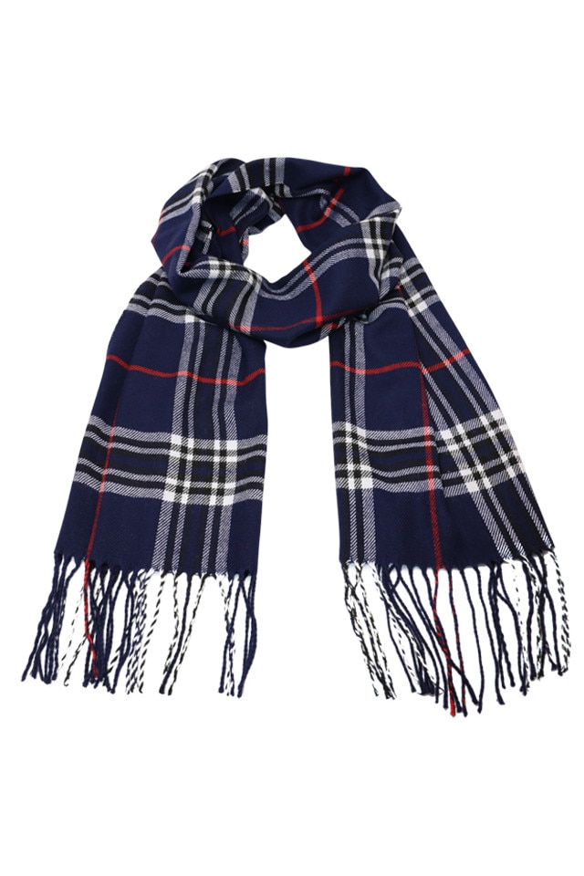 Fular in carouri mici Glen, pentru perioada rece, cu franjuri, Abraham ...