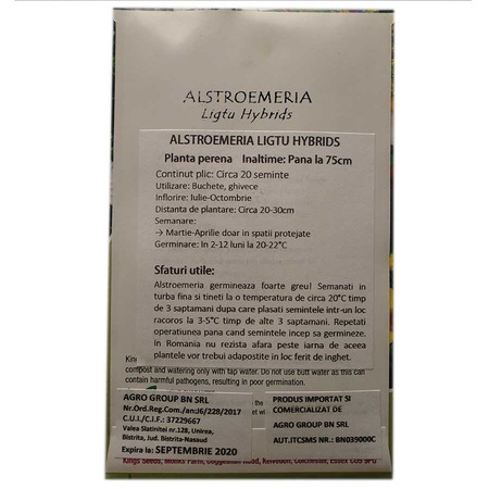 Seminte de Alstroemeria Ligtu Hybrids Crin Peruvian, 20 seminte - eMAG.ro
