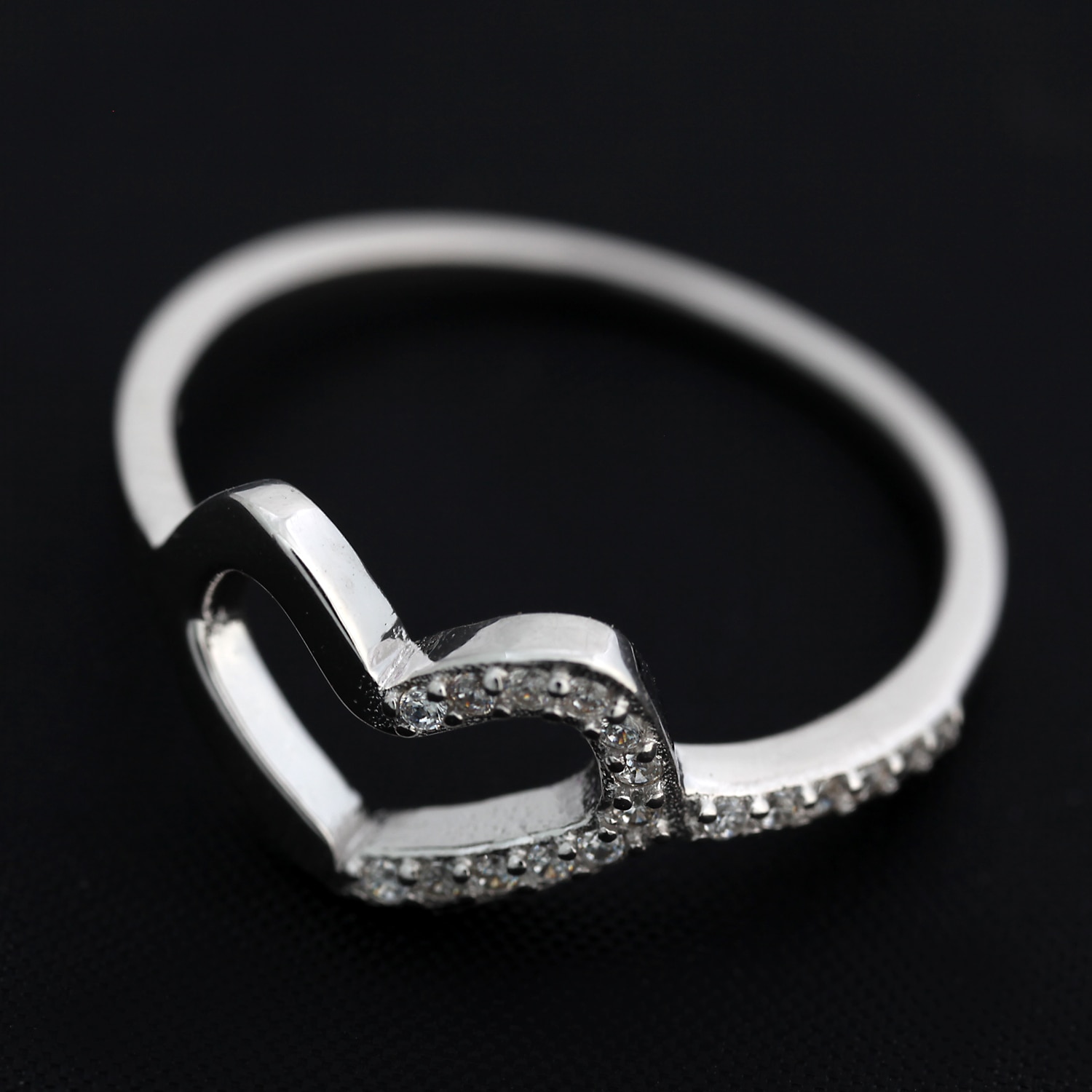 Inel Argint 925, Model Inima cu Pietre, Marimea 52 - eMAG.ro