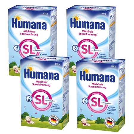 Pachet lapte praf fara lactoza Humana SL, 4 x 500 g, 0 luni+ - eMAG.ro