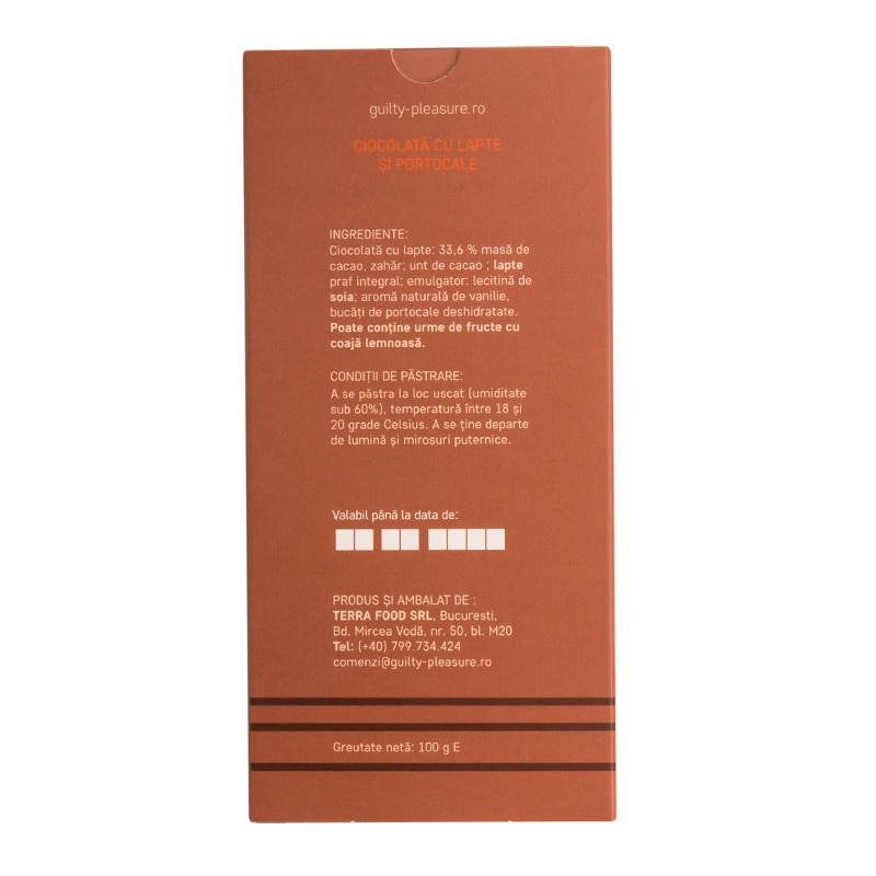 Tableta Ciocolata cu lapte & portocale, Guilty Pleasure, contine ...