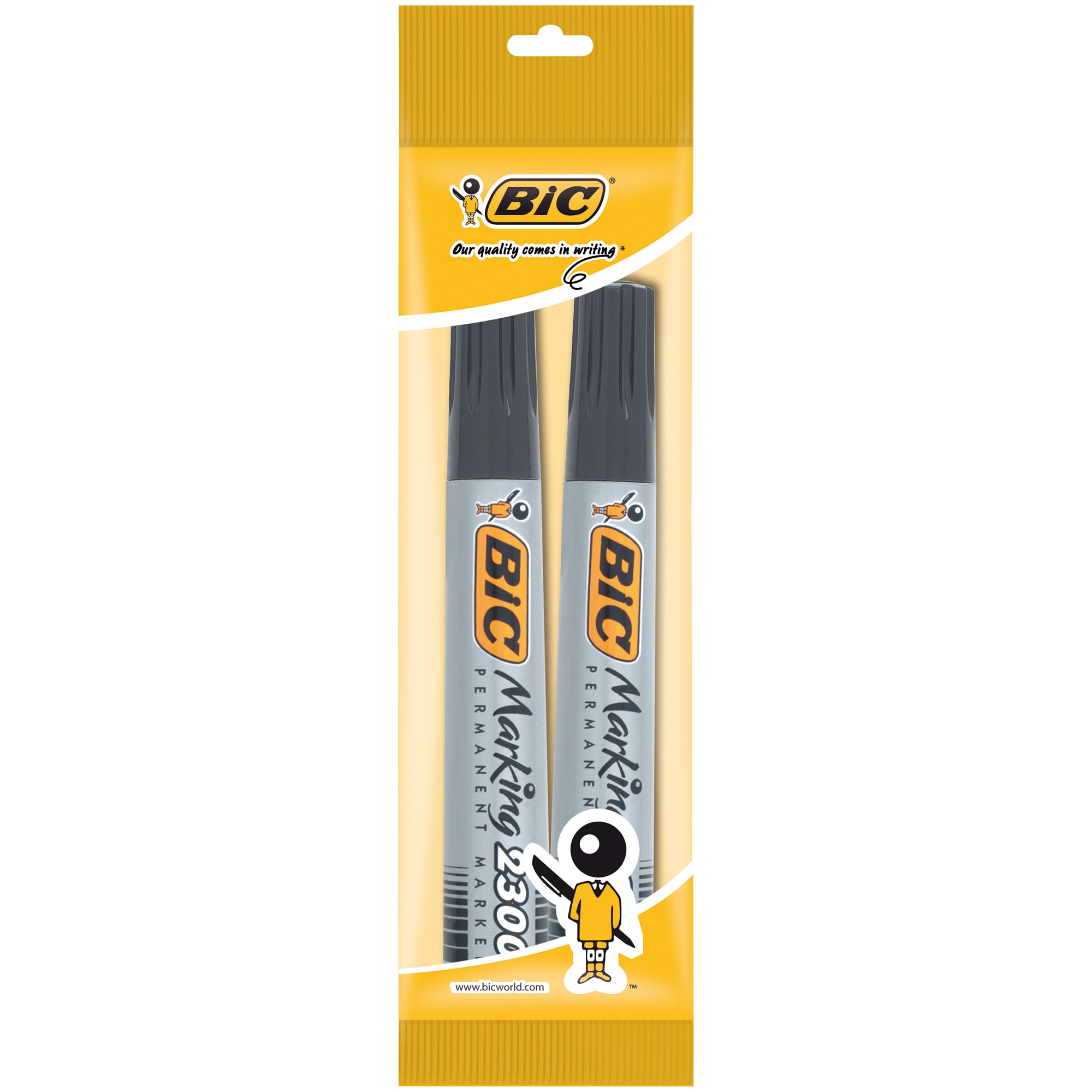 Set 2 bucati marker BIC permanent 2300, negru - eMAG.ro