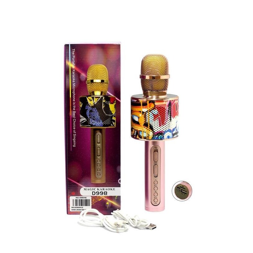 Microfon Karaoke Wireless cu Bluetooth Soundvox™ D998 cu Boxa inclusa ...
