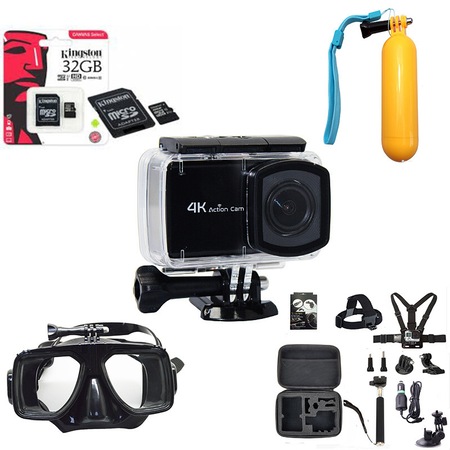 Комплект Екшън камера + Аксесоари Extended Kit, Sony imx 078 сензор, 4к ...