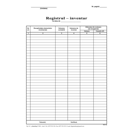 Registru inventar A4,100 file/carnet neautocopiativ - eMAG.ro