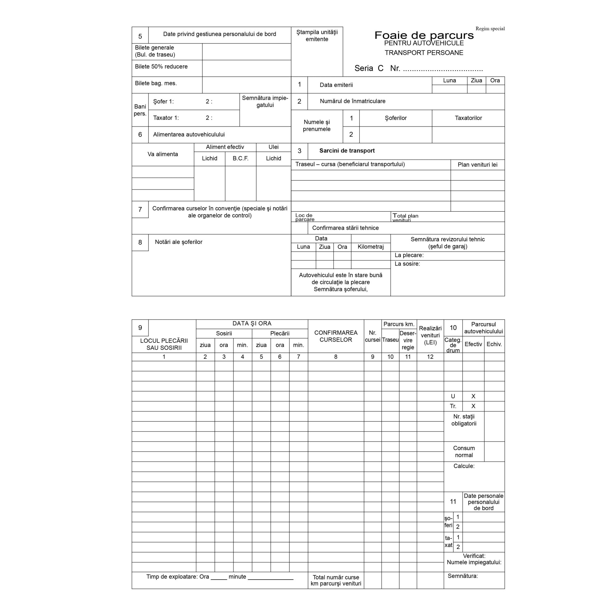 Foaie parcurs transport persoane,Format A5,fata verso - eMAG.ro