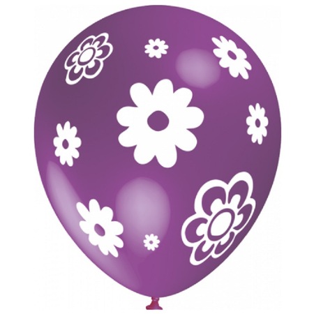 Baloane latex, multicolore, inscriptionate cu flori Deco, diametrul ...